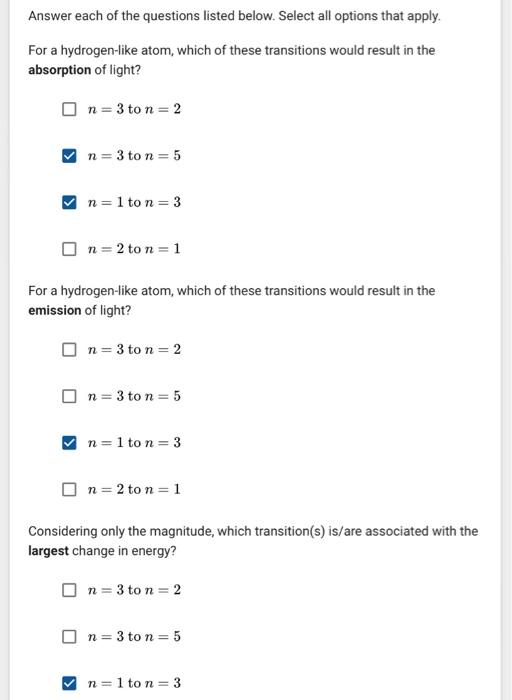 Solved Answer each of the questions listed below. Select all | Chegg.com