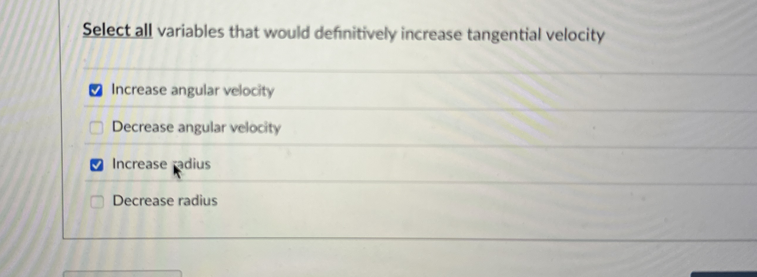 Solved Select all variables that would definitively increase | Chegg.com