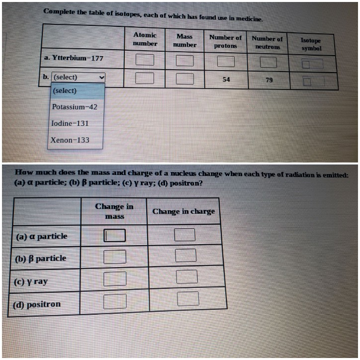 Solved Complete the table of isotopes, each of which has | Chegg.com