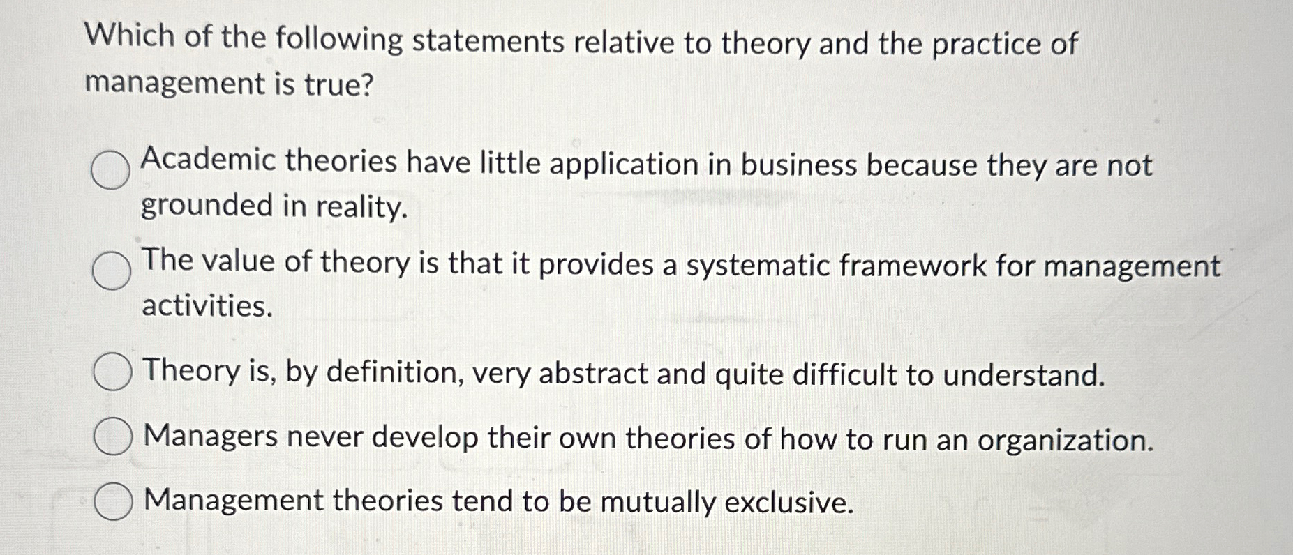 Solved Which of the following statements relative to theory | Chegg.com