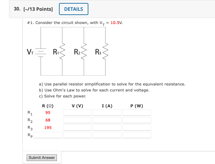Solved [-/13 ﻿Points]#1. ﻿Consider the circuit shown, with | Chegg.com