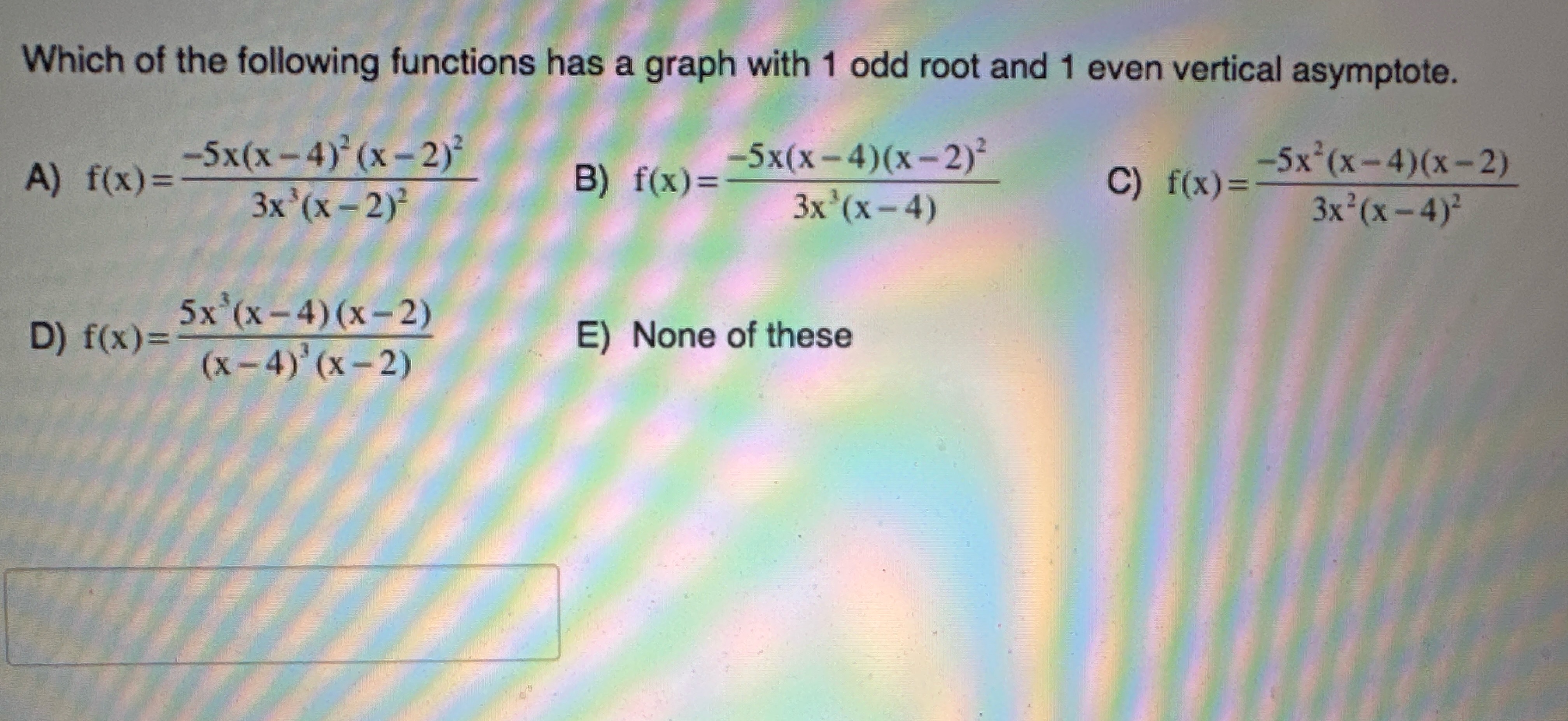 Solved Which of the following functions has a graph with 1 | Chegg.com