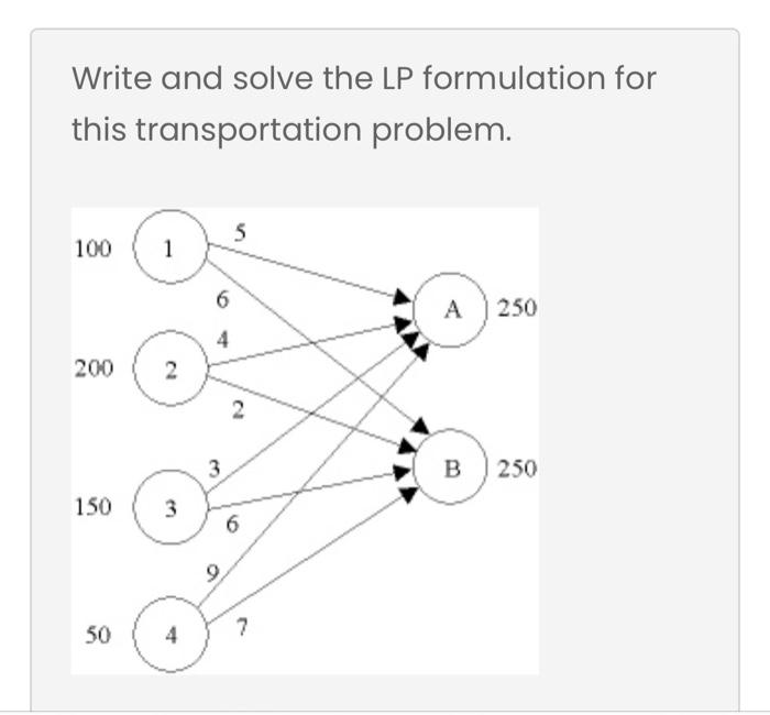 Solved Write and solve the LP formulation for this | Chegg.com