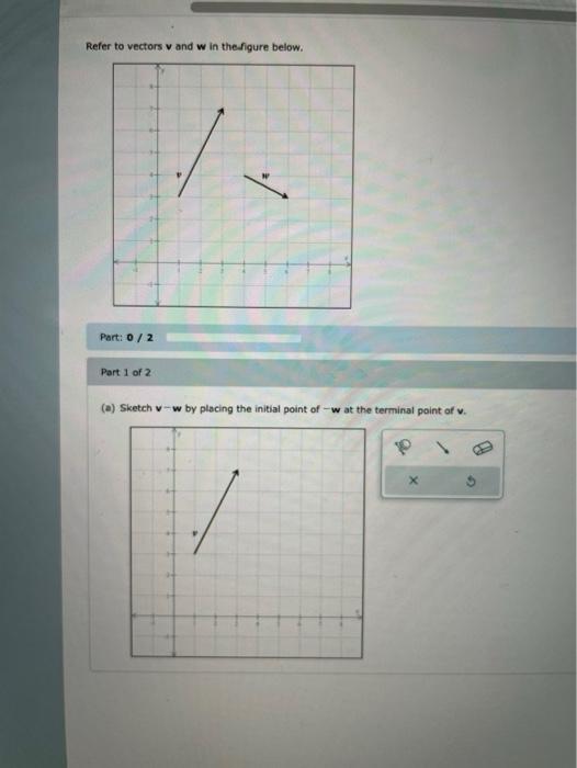 Solved Refer to vectors v and w in the-figure below. Part: | Chegg.com