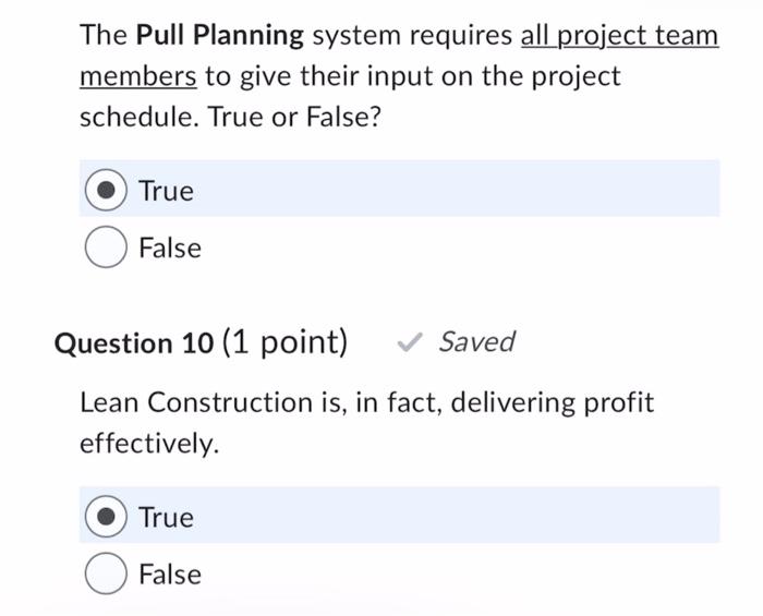 Solved The Pull Planning system requires all project team | Chegg.com