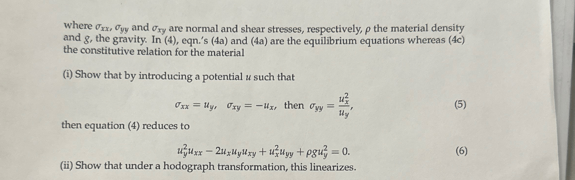 Solved The governing equations for highly frictional | Chegg.com