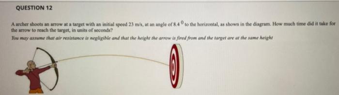 [Solved]: QUESTION 12 A archer shoots an arrow at a target