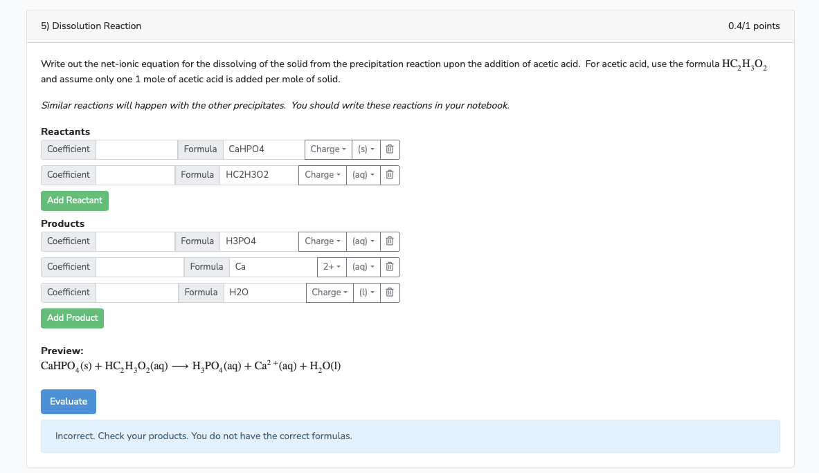 Solved Dissolution ReactionWrite out the net-ionic equation | Chegg.com