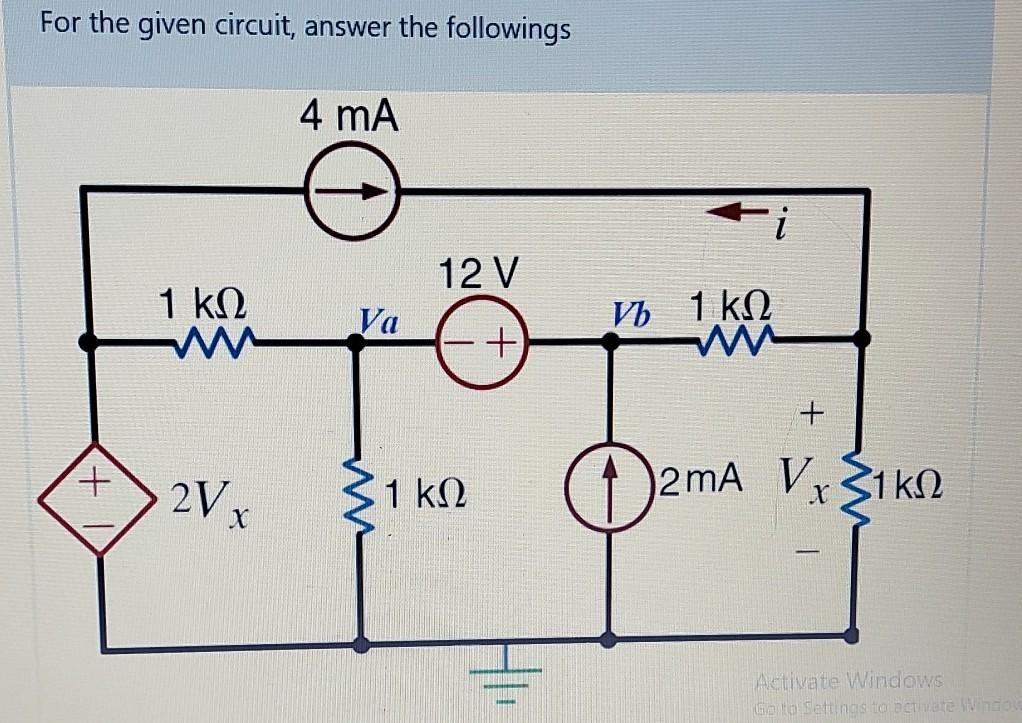 Solved the current i in mA due to only the 2mA independent | Chegg.com