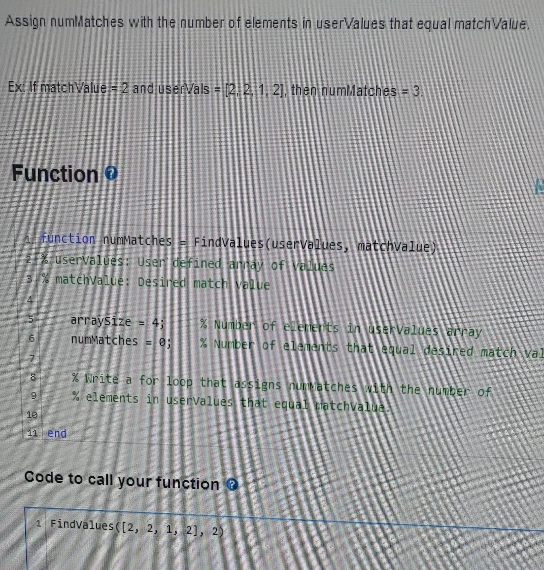 Solved Assign numMatches with the number of elements in | Chegg.com
