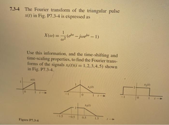 Solved 7.3-4 The Fourier transform of the triangular pulse | Chegg.com