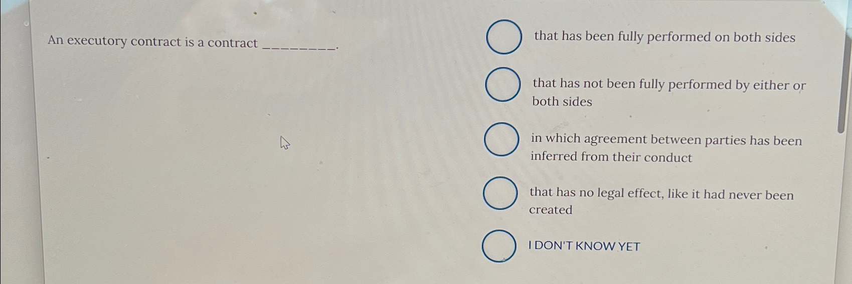 Solved An executory contract is a contract that has been | Chegg.com