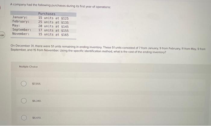 Solved A company had the following purchases during its | Chegg.com