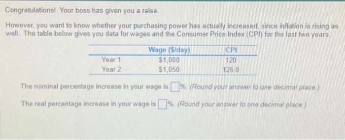 Solved Congratulations! Your boss has given you a raise. | Chegg.com