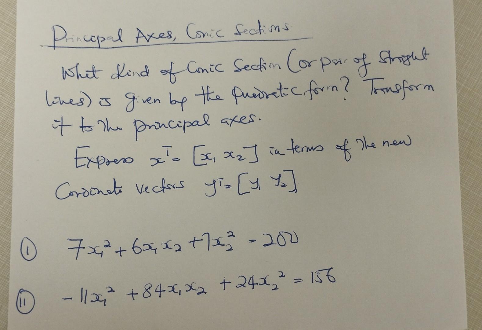 Solved Pincepal Axes, Conic Sections Whet thind of Conic | Chegg.com