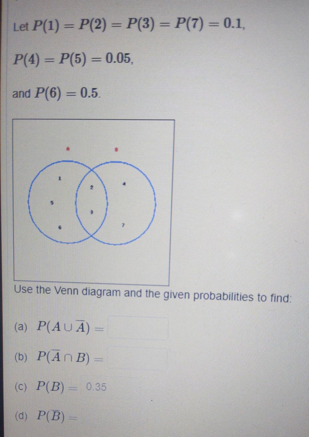 Solved Let P(1)=P(2)=P(3)=P(7)=0.1 P(4)=P(5)=0.05 and | Chegg.com