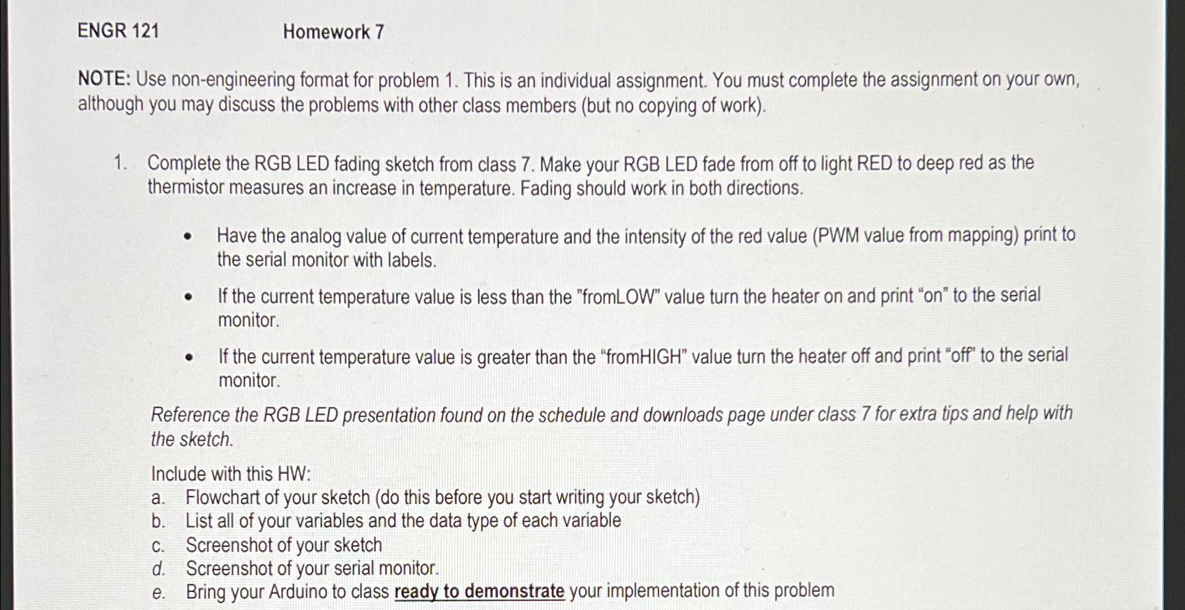 Solved ENGR 121Homework 7NOTE: Use non-engineering format | Chegg.com