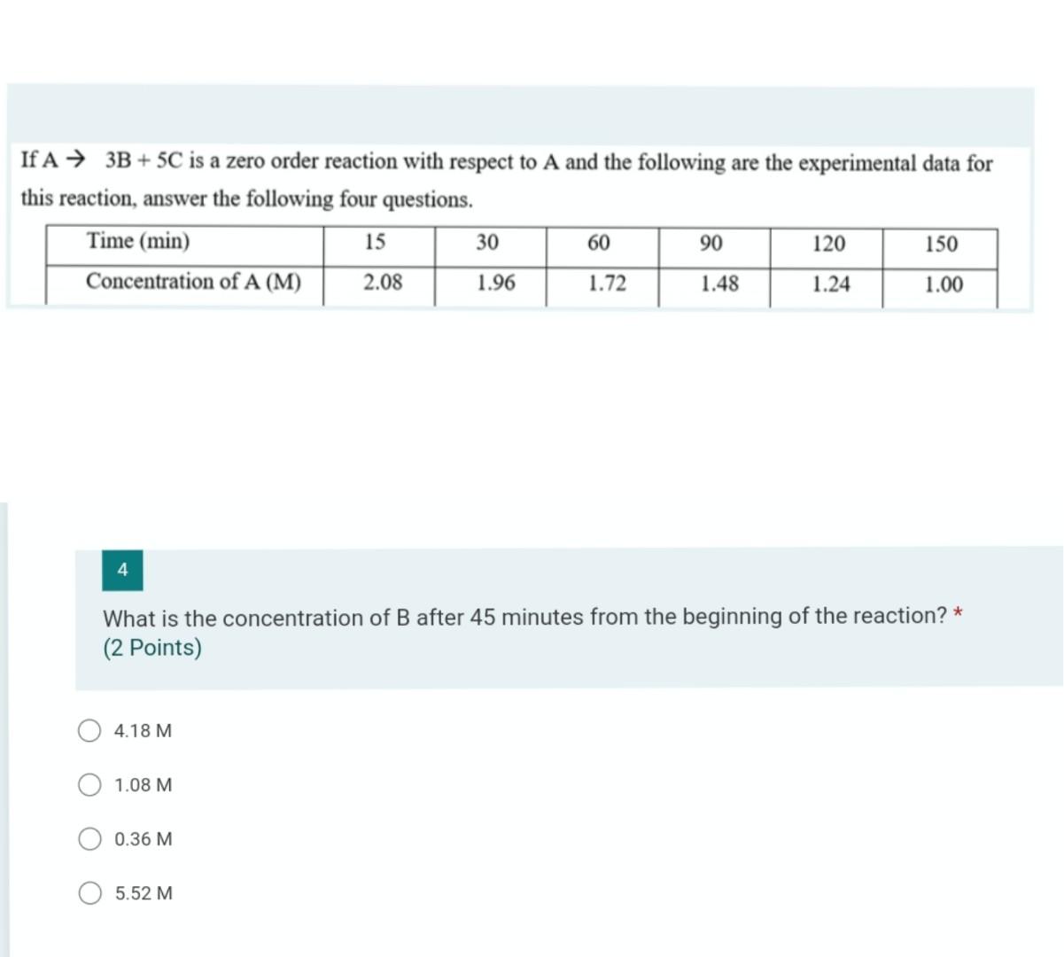 Solved If A → 3B + 5C is a zero order reaction with respect | Chegg.com