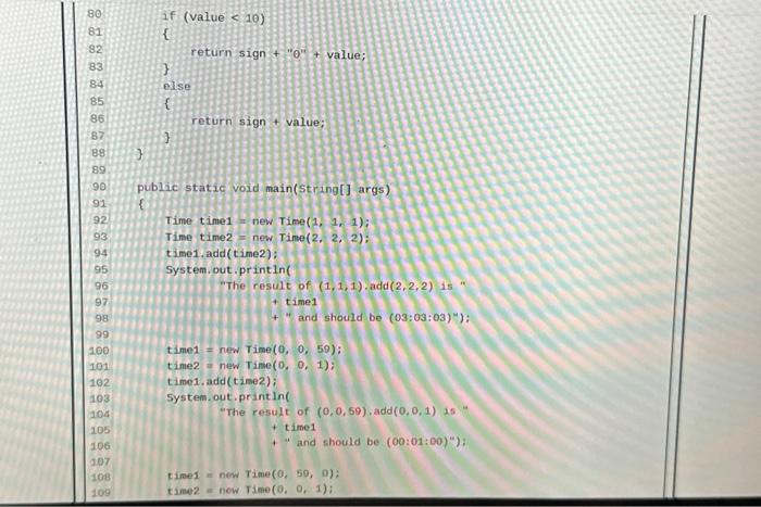 Solved Part b. Write the method add (Time of fset ) which | Chegg.com