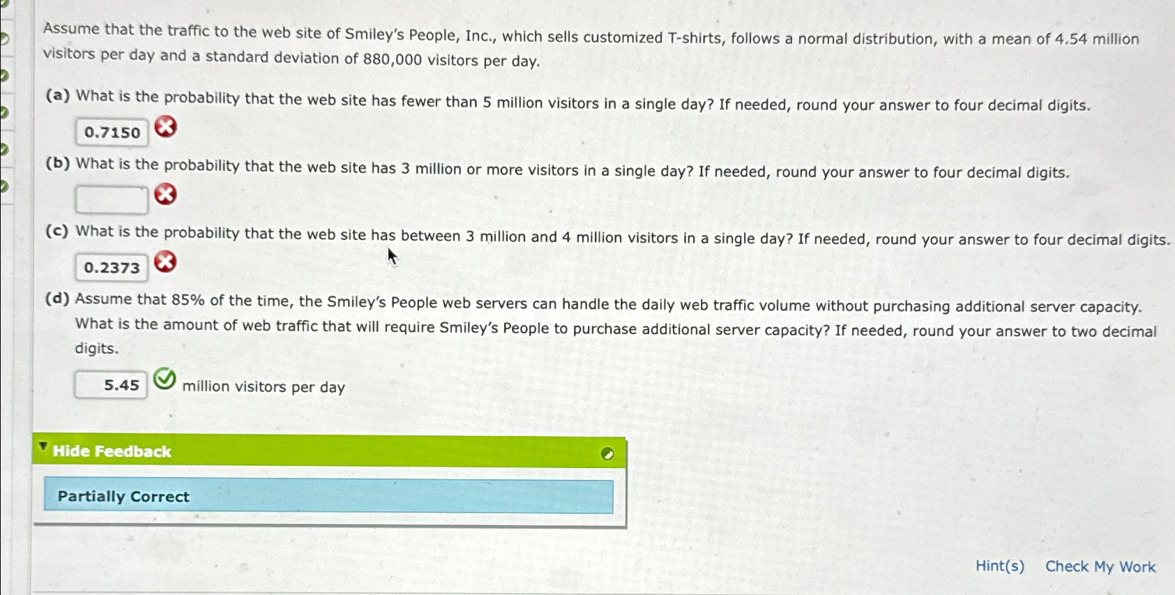 Solved Assume that the traffic to the web site of Smiley's | Chegg.com