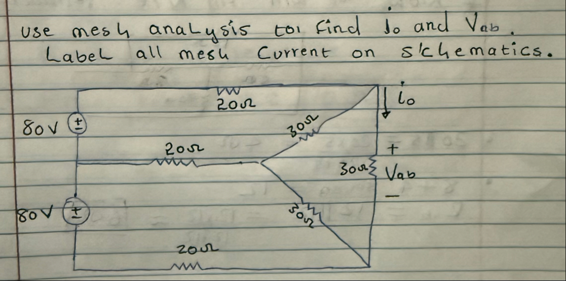 Solved use mesh analysis toi find io and Vab. ﻿Label all | Chegg.com