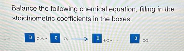 Solved Balance the following chemical equation, filling in | Chegg.com