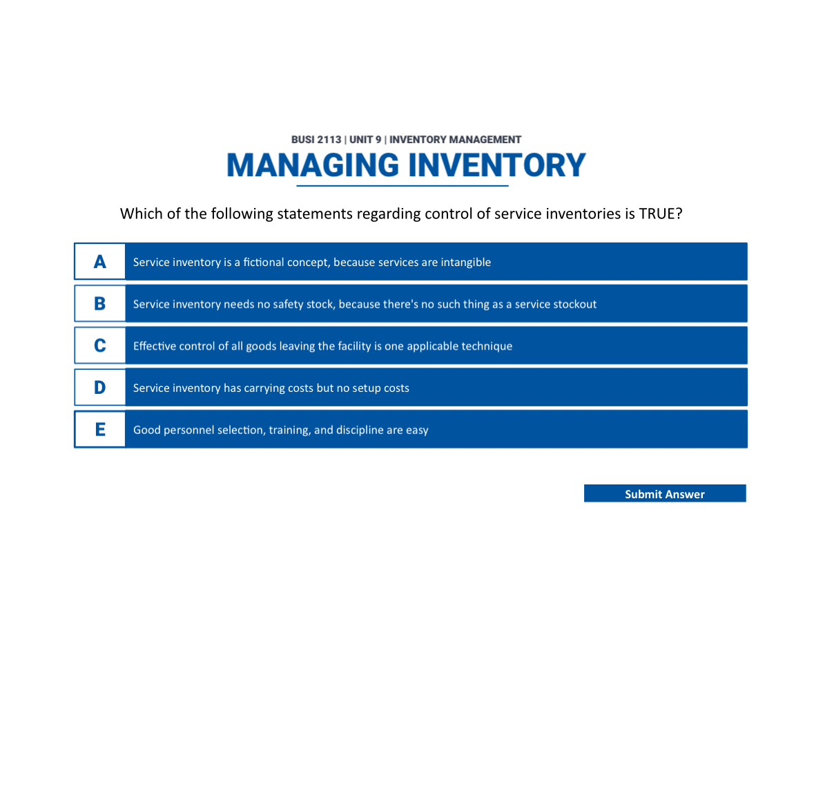 Solved BUSI 2113 | ﻿UNIT 9 | ﻿INVENTORY MANAGEMENT MANAGING | Chegg.com