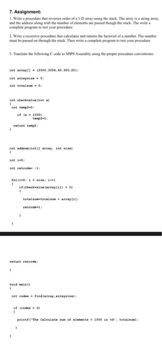 Solved 7. Assignment: 1. Write a procedure that evenes order | Chegg.com