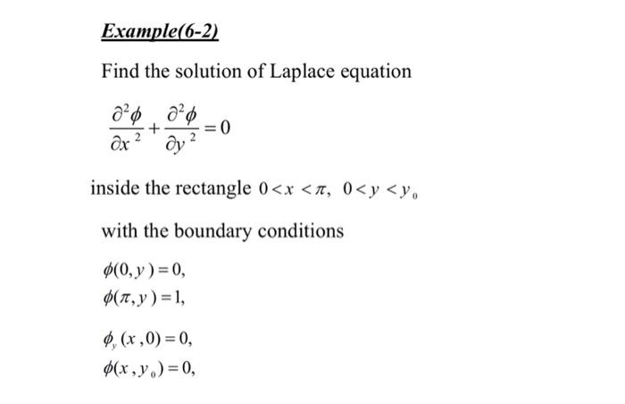 Solved Example(6-2) Find the solution of Laplace equation | Chegg.com