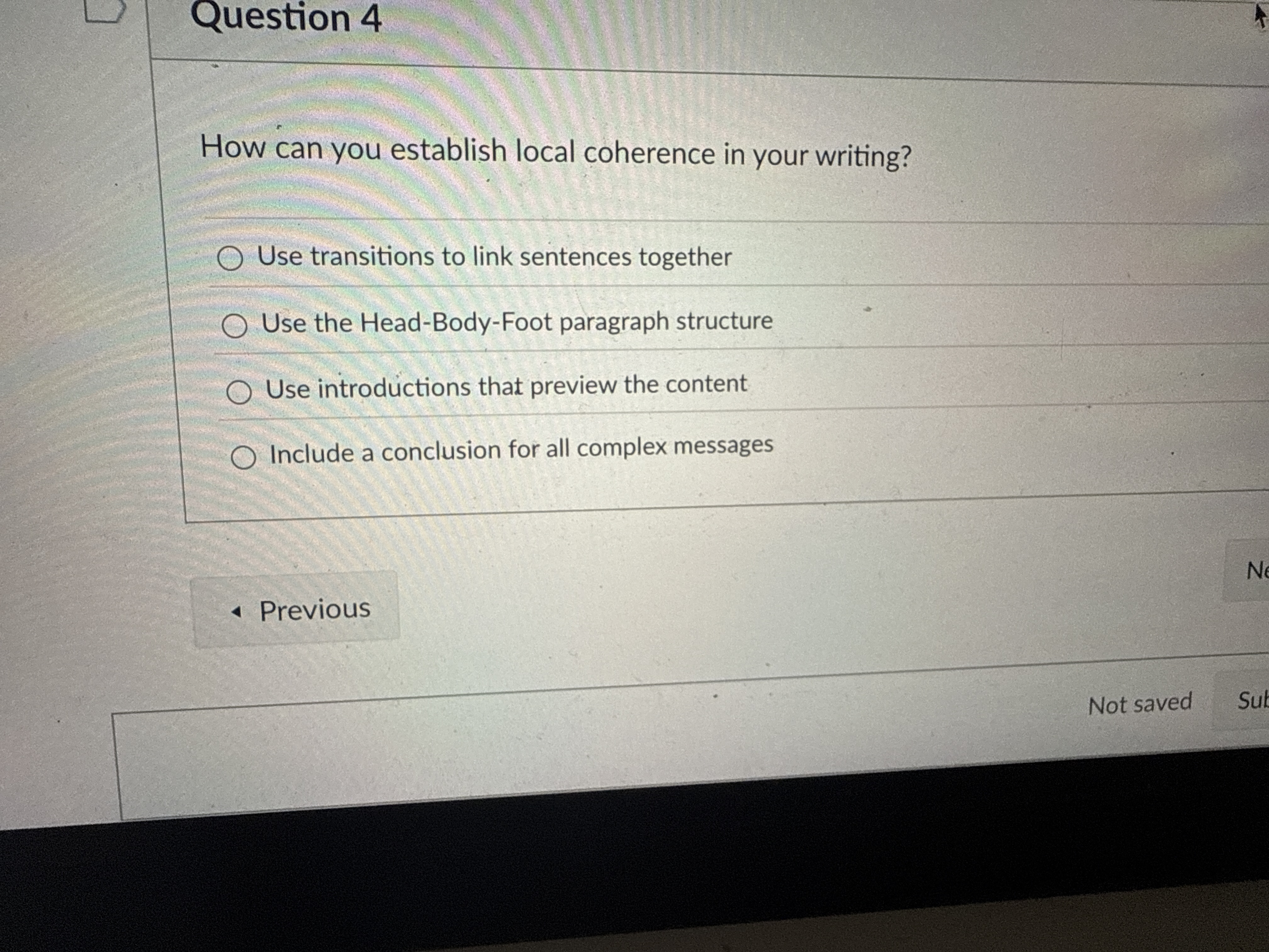 Solved Question 4How can you establish local coherence in | Chegg.com