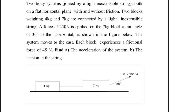 Solved Two-body systems (joined by a light inextensible | Chegg.com