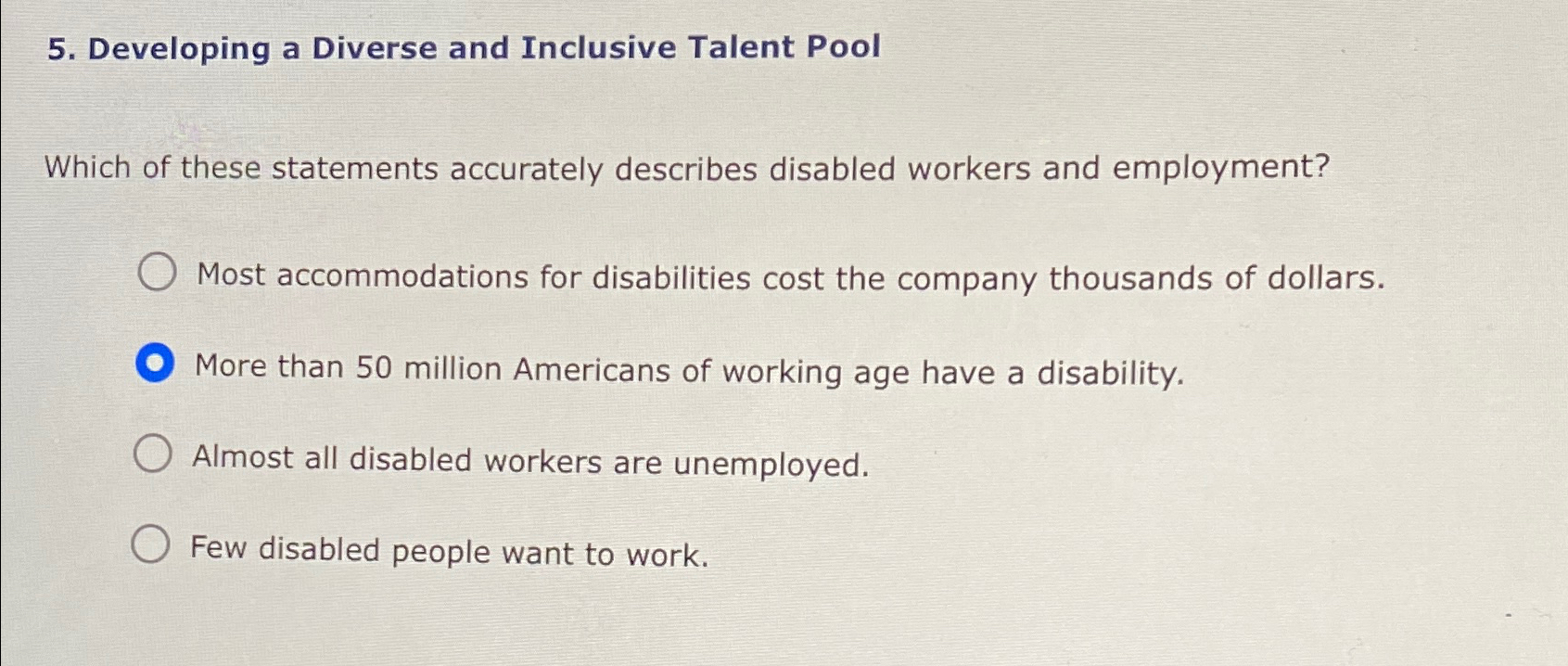 Solved Developing a Diverse and Inclusive Talent PoolWhich | Chegg.com