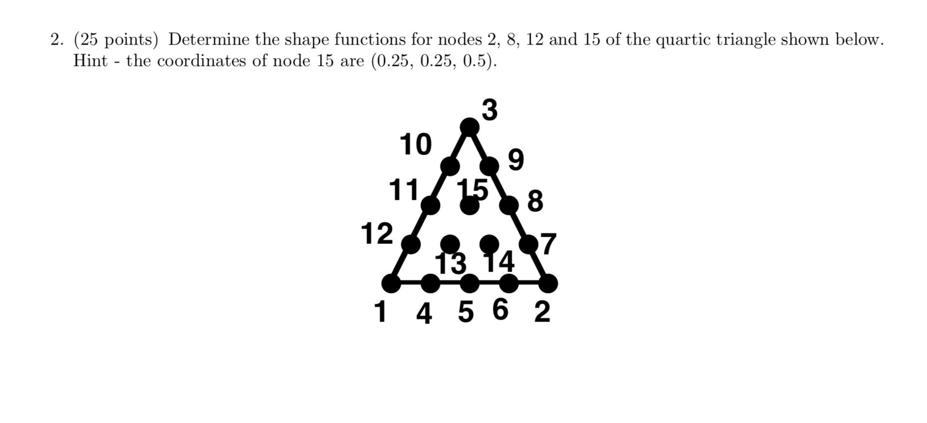 Solved (25 ﻿points) ﻿Determine the shape functions for nodes | Chegg.com