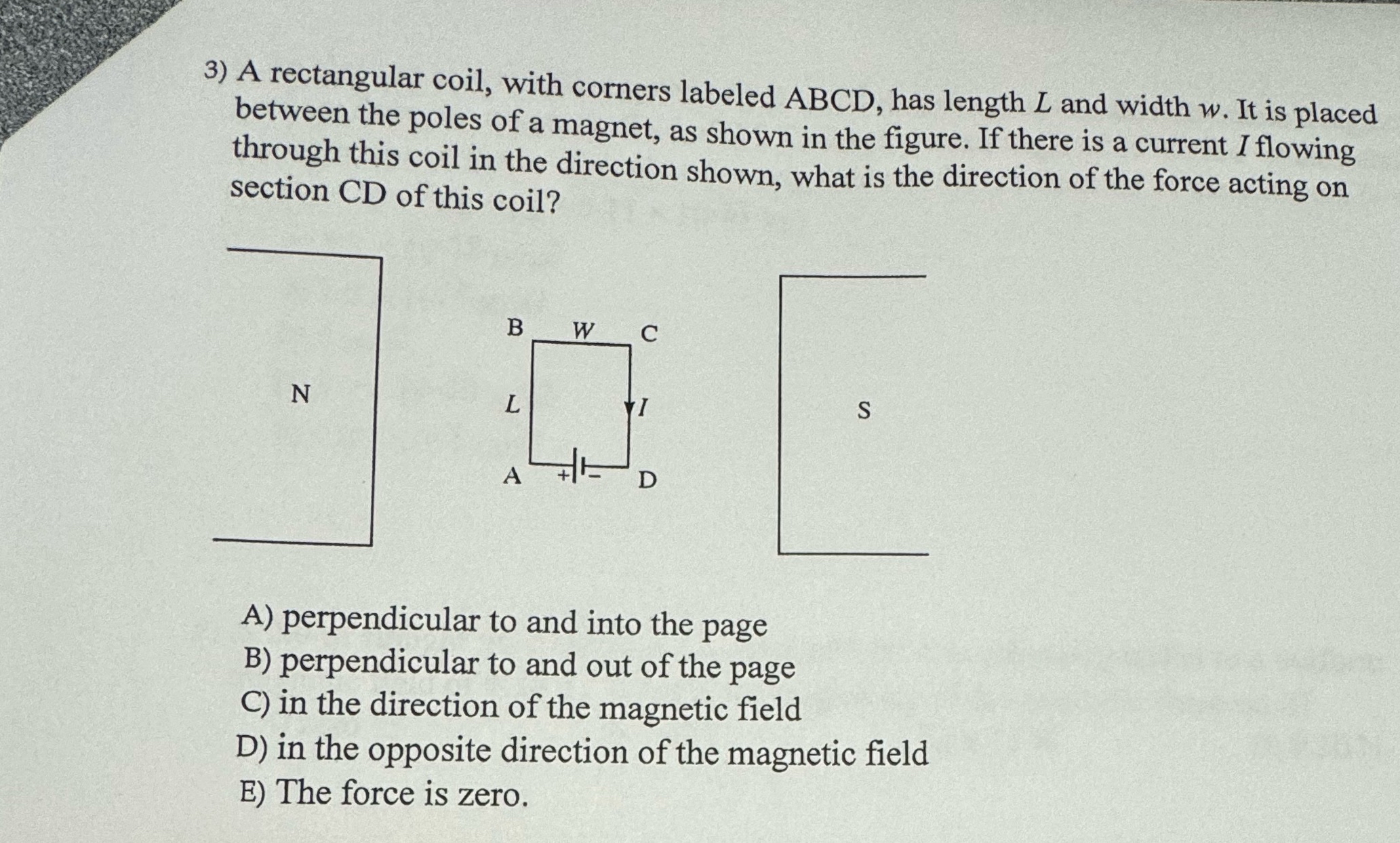 Solved A rectangular coil, with corners labeled ABCD, has | Chegg.com