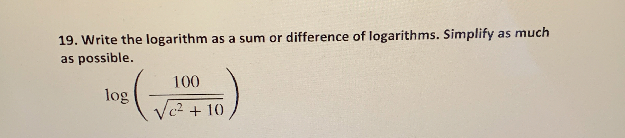Solved Write the logarithm as a sum or difference of | Chegg.com