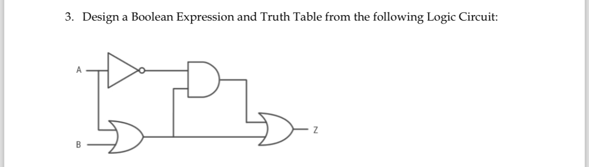 Solved Design a Boolean Expression and Truth Table from the | Chegg.com