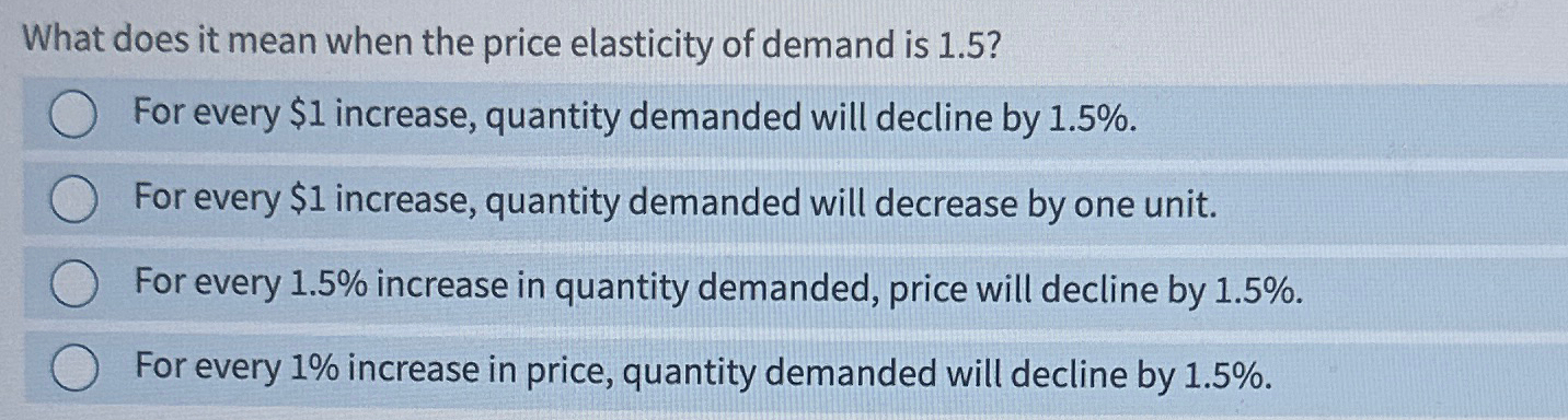 Solved What does it mean when the price elasticity of demand | Chegg.com