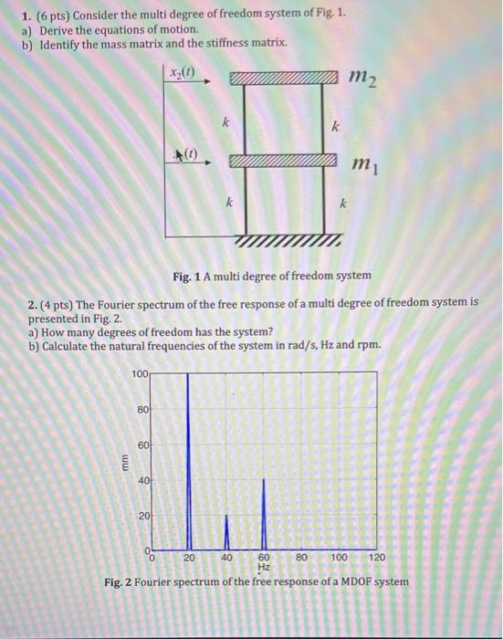 Solved 1. (6 pts) Consider the multi degree of freedom | Chegg.com