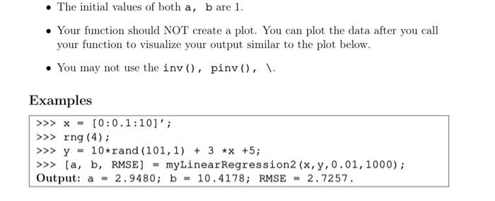 Solved m a 4 Linear Law 2.0 function (a, b, RMSE] = | Chegg.com