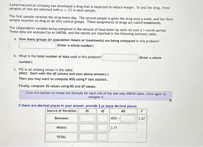 Solved A pharmaceutical company has developed a drug that is | Chegg.com