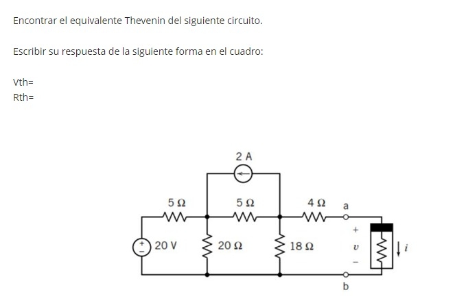 Solved Encontrar el equivalente Thevenin del siguiente | Chegg.com