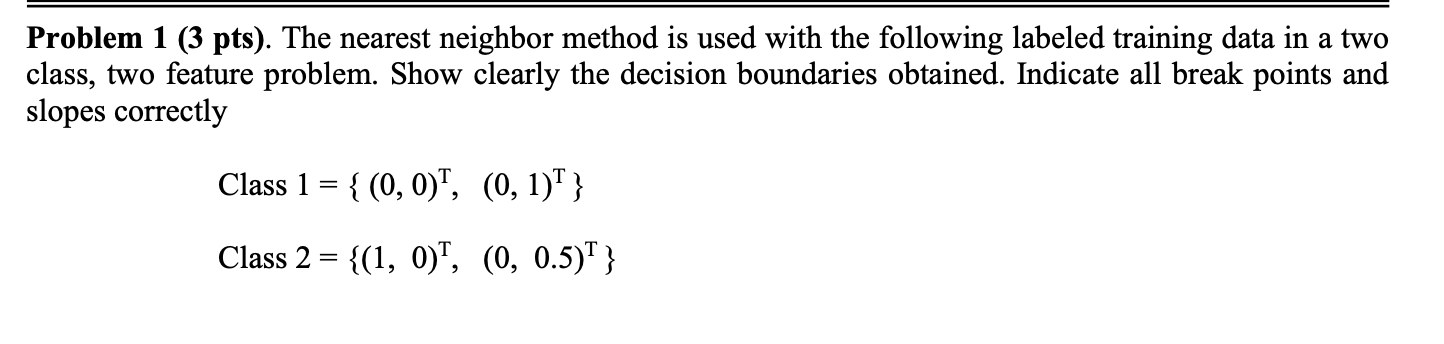 Solved Problem 1 (3 ﻿pts). ﻿The nearest neighbor method is | Chegg.com