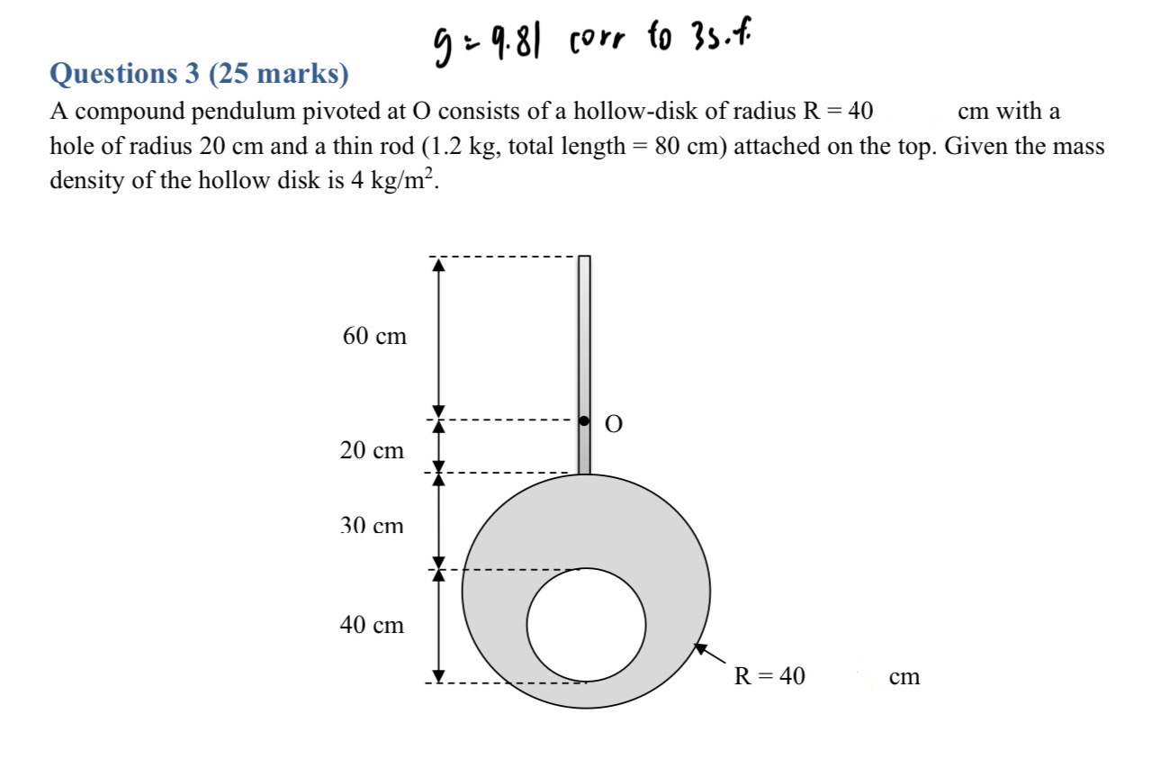 Solved Questions 3 (25 ﻿marks)g=9.81 ﻿corr to 3s.f.A | Chegg.com