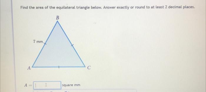 Solved Find the area of the equilateral triangle below. | Chegg.com