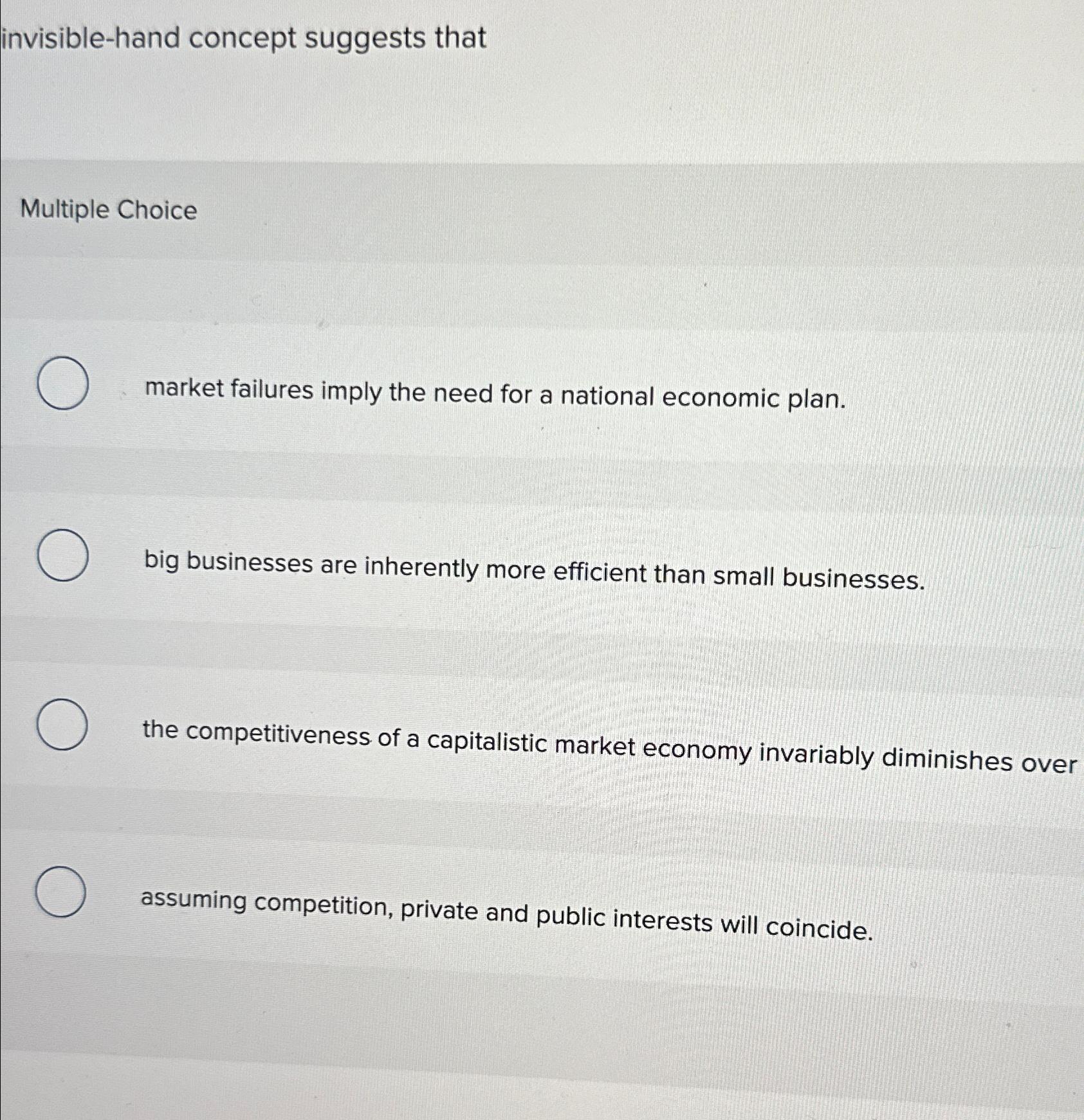 Solved invisible-hand concept suggests thatMultiple | Chegg.com