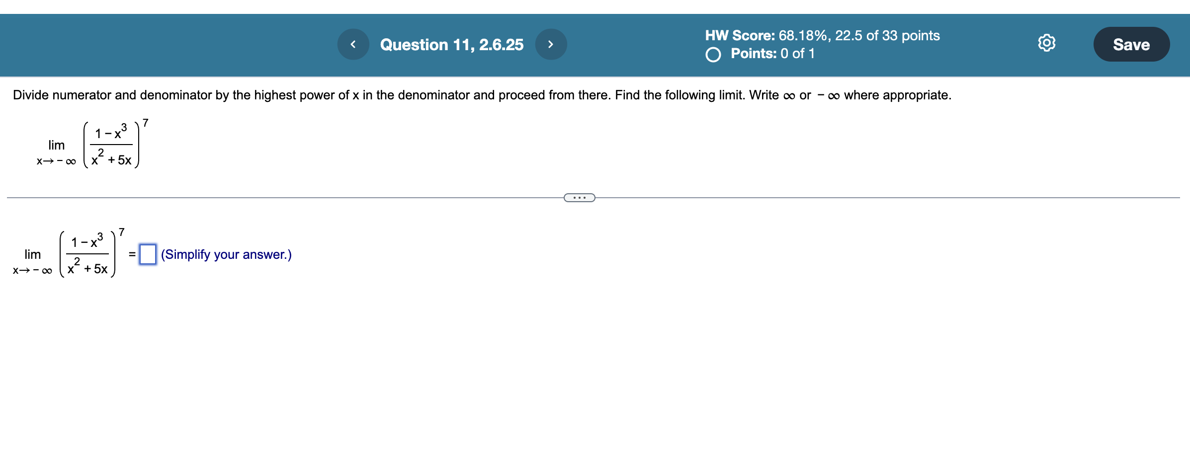 Solved Divide numerator and denominator by ﻿the highest | Chegg.com