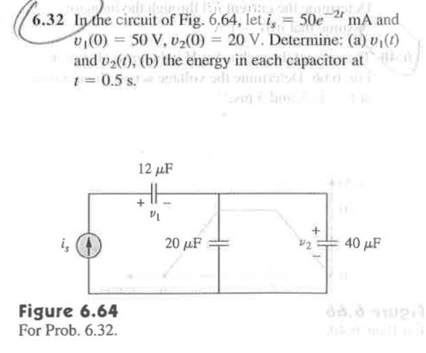 Solved (6.31 If v(0)=0, find v(t),i1(t), and i2(t) in the | Chegg.com