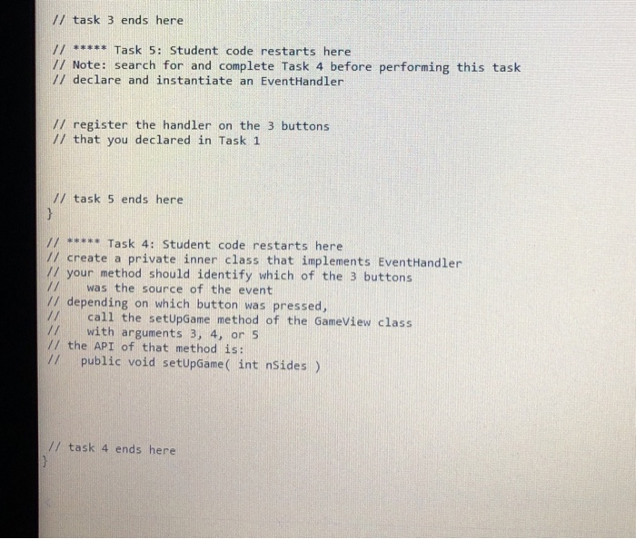Solved Code goes where 5 tasks are. Each task marked by 5 | Chegg.com