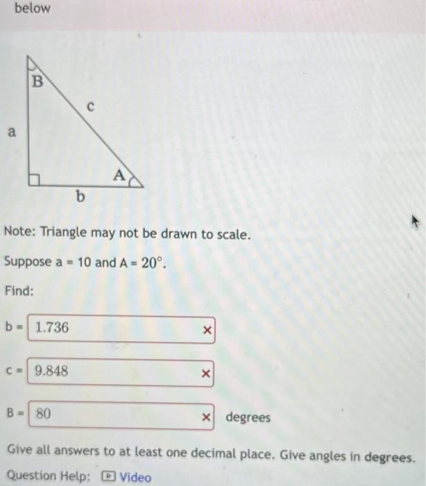 Solved Note: Triangle may not be drawn to scale. Suppose a=2 | Chegg.com