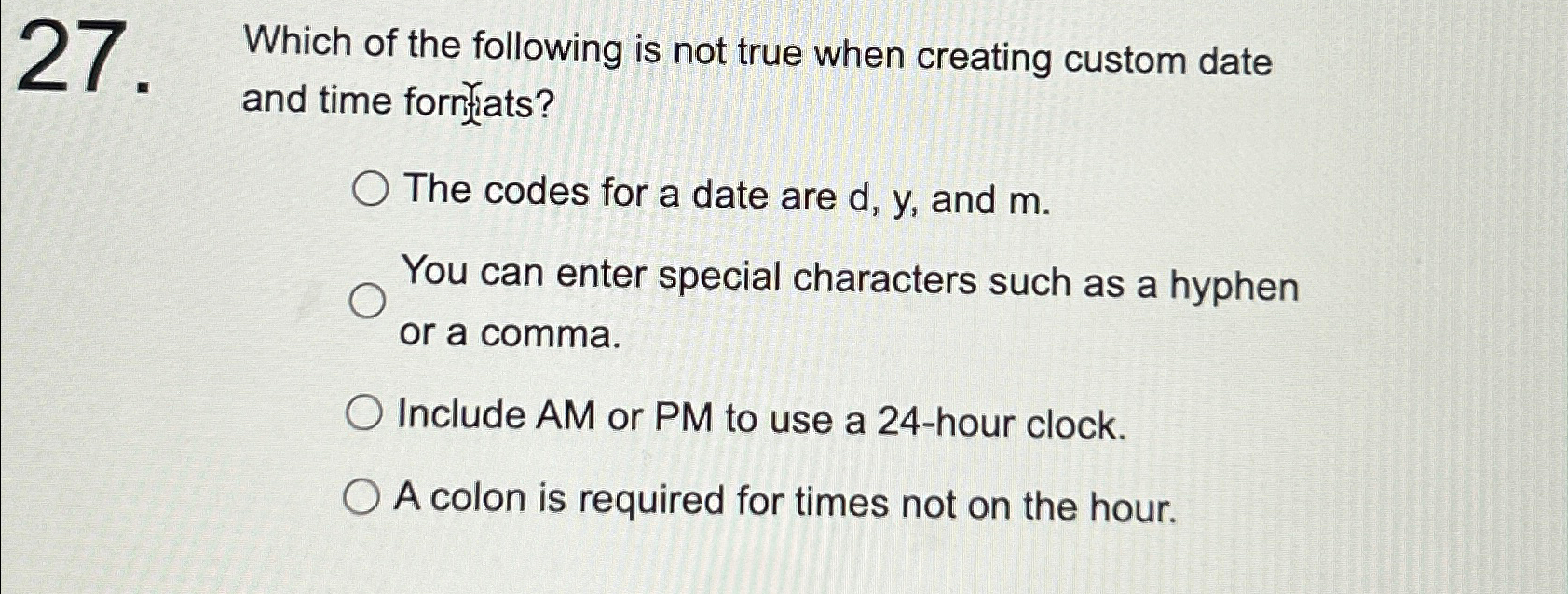 Solved Which of the following is not true when creating | Chegg.com